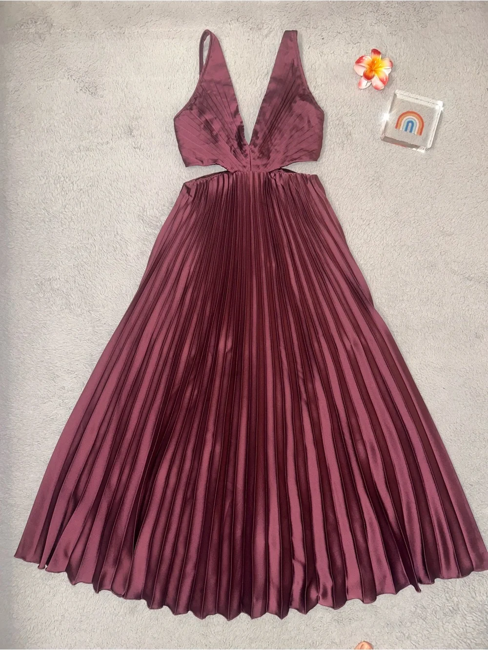 Abercrombie & Fitch | Dresses | Af Giselle Satin Pleated Cutout Maxi ...